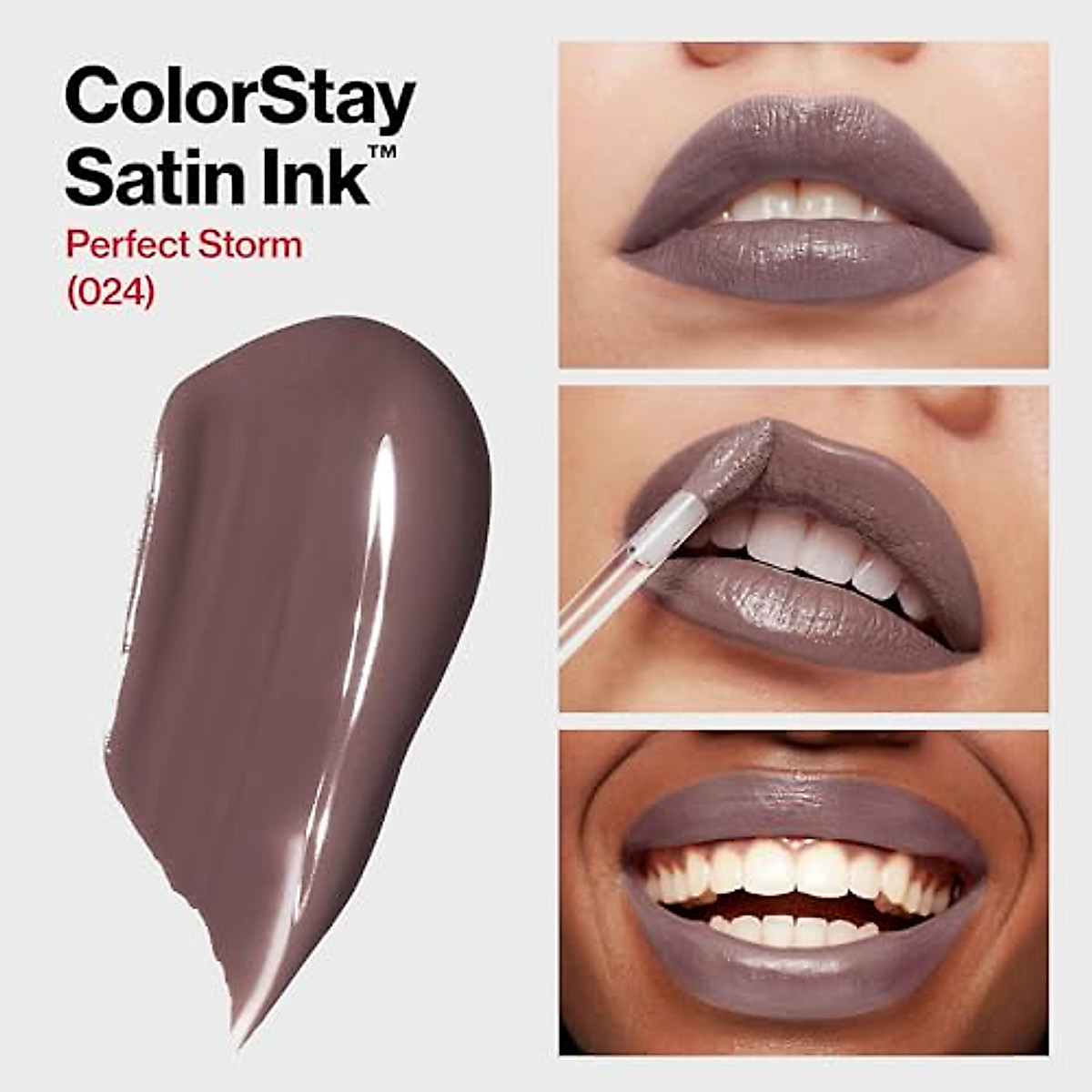 Revlon ColorStay Satin Ink Liquid Lipstick, Longwear Rich Lip Colors, Formulated with Black Currant Seed Oil, 024 Perfect Storm, 0.17 fl oz