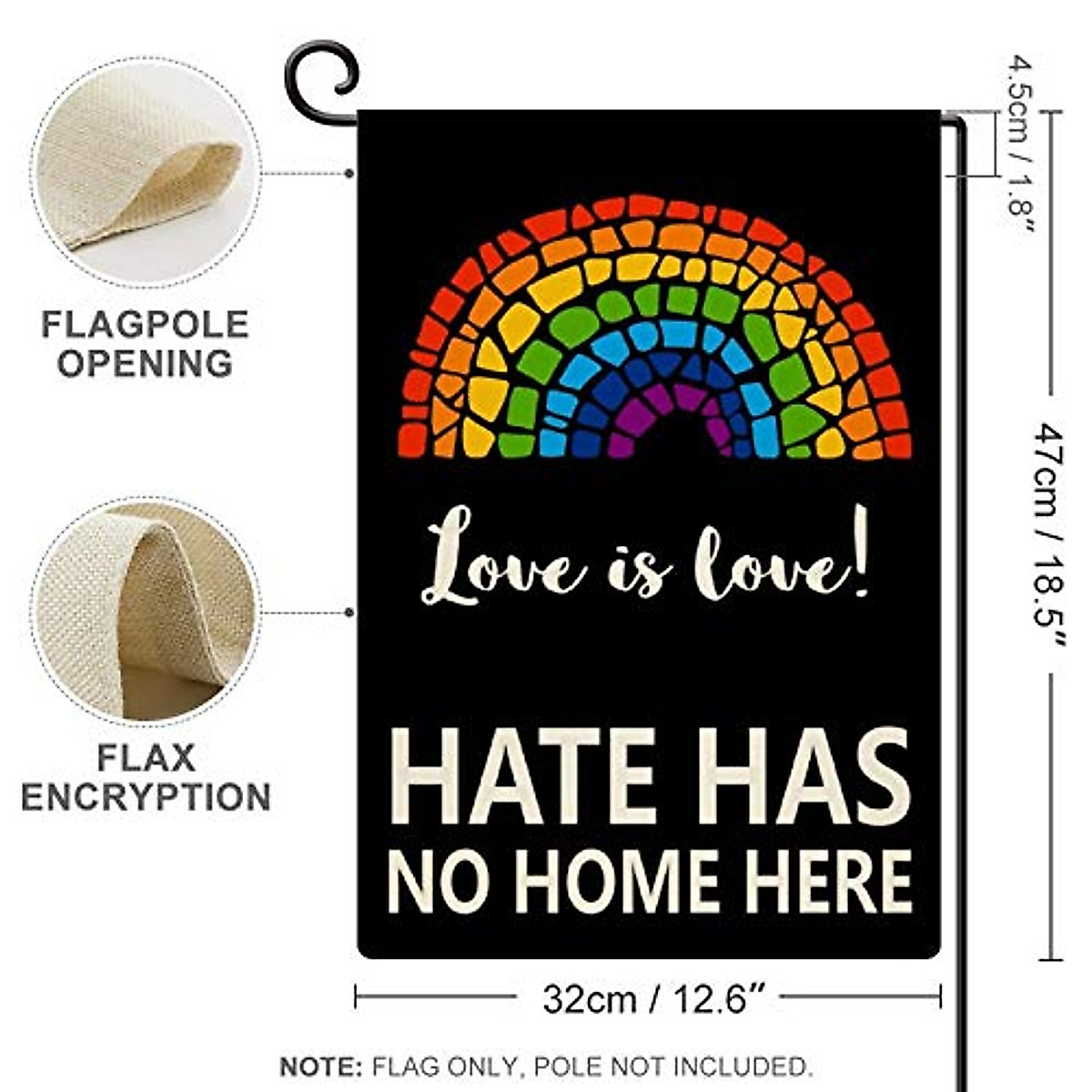 YongColer Small Pride Month Garden Flag, Hate Has No Home Here Yard Sign, Love is Love Yard Flag 12.5x18.5 Inches