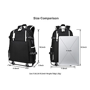 Duuloon Teenager Cristiano Ronaldo Laptop Rucksack Football Fans CR7 Large Capacity Knapsack with USB Charging/Headphone Port