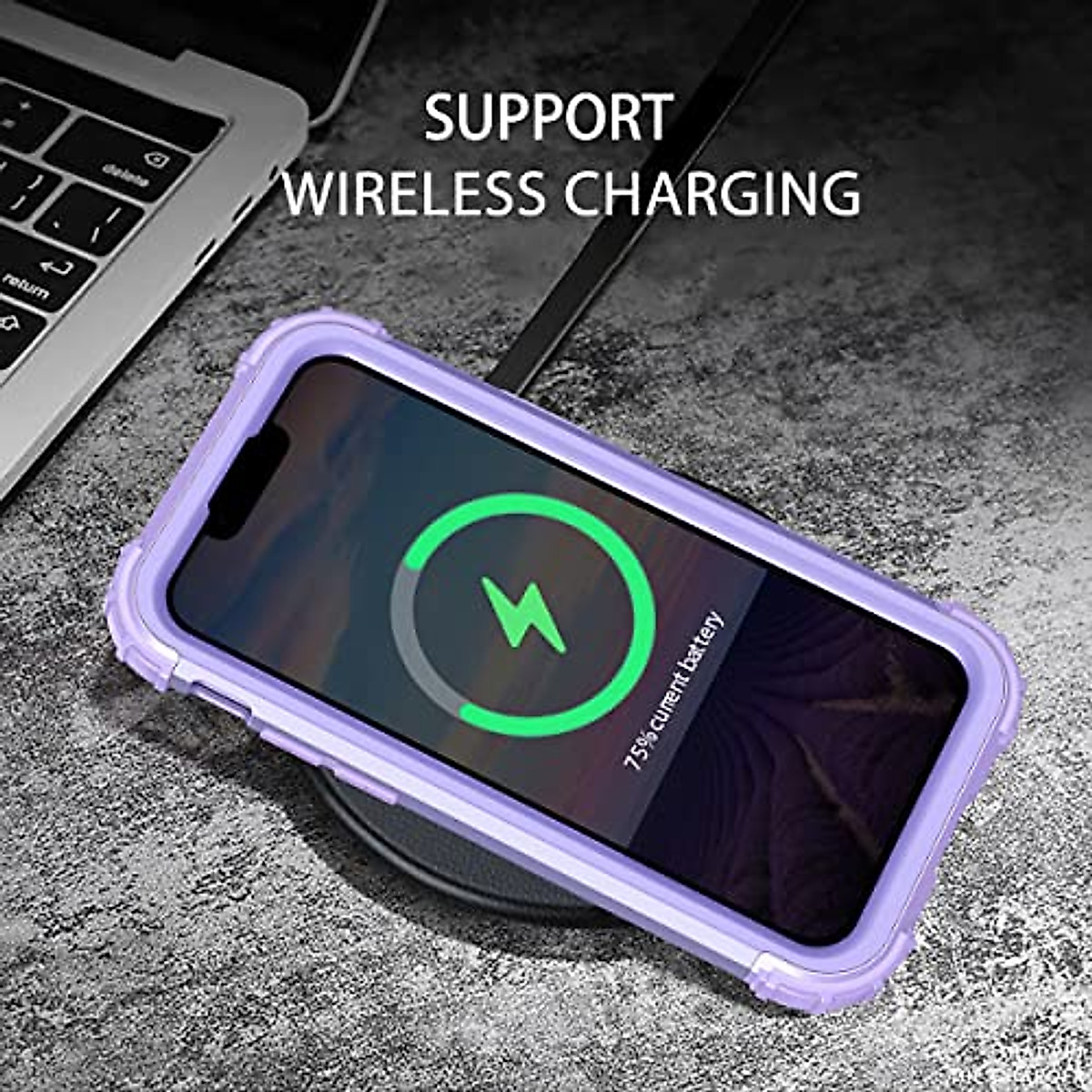 LONTECT for iPhone 14 Plus Case Glitter Sparkly Bling Shockproof Heavy Duty Hybrid Sturdy High Impact Protective Cover Case for Apple iPhone 14 Plus, Shiny Purple