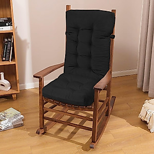 ROFIELTY Rocking Chair Cushion. Padded Tufted Rocking Chair Cushions Indoor. Double Non-Slip Delicate Tufted Rocking Chair Cushion. (Night Black, 42X18X3)