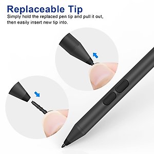 Pen Stylus for Surface Pro 11/10/9/8/X/7+/6/5/4/3/Surface 3, Surface Go 3/2/1, Surface Laptop/Studio/Book 4/3/2/1 with Palm Rejection, 1024 Levels Pressure, 2500h Working Hours