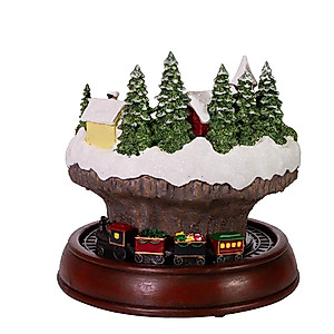 Kurt S. Adler 7.5-Inch Battery-Operated LED Musical Village and Train Table Piece, Multi