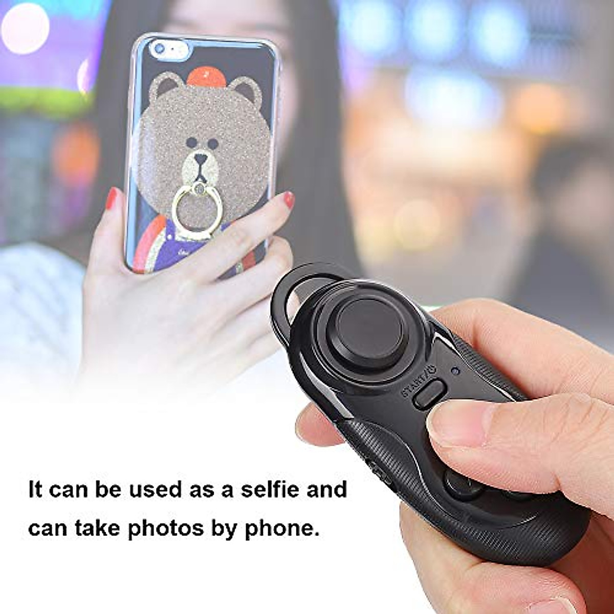 Mini VR Remote Controller, Wireless Bluetooth Gamepad, Mobile Phone Selfie Camera Shutter, Flip E Book/PPT/Nook Page, for VR Headset, Phone, TV Box, etc (Black)