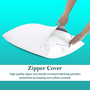 Travel Pillow Case 14x20 Size Egyptian Cotton Set of 2 Zipper Travel Pillowcase 600 Thread Count 100% Soft Egyptian Cotton 2 Pack, Toddler Pillowcase White Solid - Zipper Closer