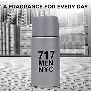 NovoGlow 717 Men NYC- 100ml/3.4 Fl Oz Eau De Parfum Spray - Long Lasting Citrusy Warm Spicy & Woody Fragrance Smell Fresh & Sporty All Day Includes Carrying Pouch Gift for Men for All Occasions
