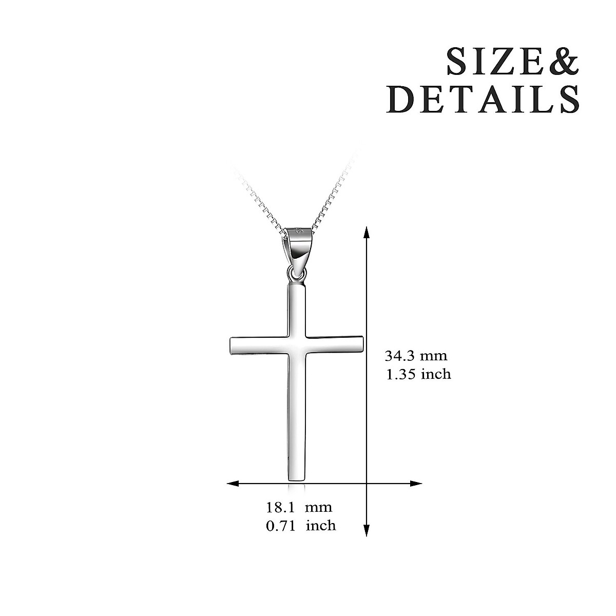 LUHE Cross Necklace Sterling Silver Simple Religious Crucifix Cross Pendant Necklace Jewelry Christmas Gifts for Women