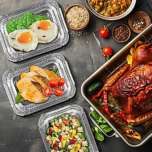 Thanksgiving Leftover Containers, 48 Pcs Thanksgiving Disposable Tin Foil Food Containers with Lids Aluminum To Go Storage Pans Foil Trays for Fall Party Supplies Thanksgiving Party Favors