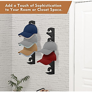 Hat Rack Hat Organizer for Baseball Caps Wood Hat Storage Hat Hooks for Wall Baseball Hat Storage Organizer Hat Display Up to 20 Hats for Closet Wall, Set of 2