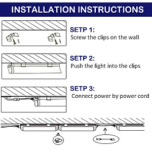 HOLDWILL 6 Pack LED Shop Light Fixture, 4FT 24W 6500K, Cool White, Milky Cover, Hight Output, Linkable Shop Lights for Workshop, T8 LED Tube Lights, LED Shop Lights for Garage 4 Foot with Plug Cable