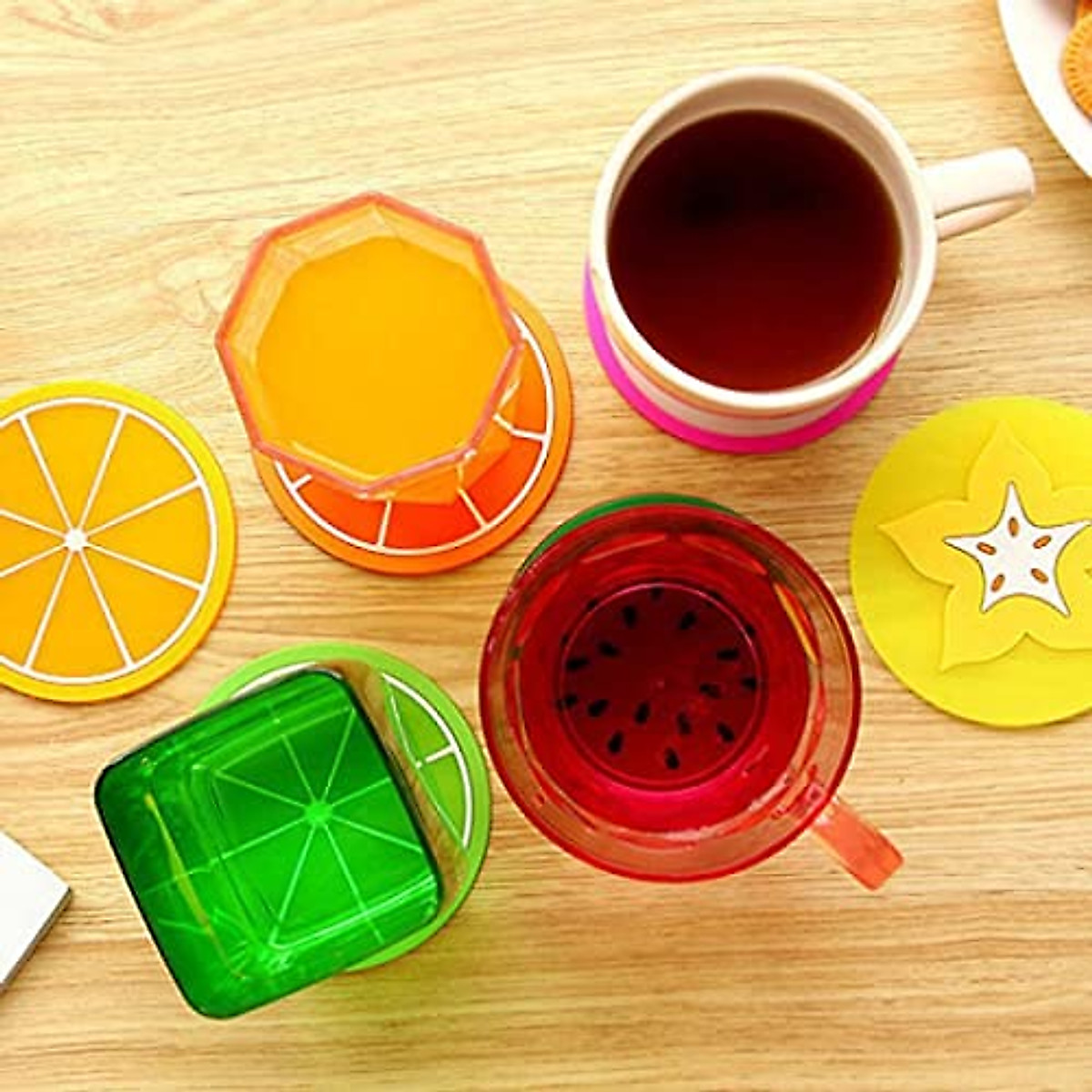 ELANE 11 Pcs Silicone Drink Coasters for Tabletop Protection Silicone Coasters for Drinks Cute Coasters for Desk,Funny Drink Coasters (Clear)