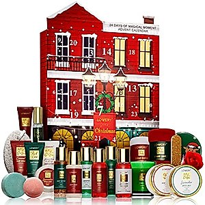 LOVERY 2022 Limited Edition Advent Calendar, Christmas Advent Calendar for Adults, for Women & Men, Stocking Stuffers Ideas, Beauty & Spa Advent Set, Countdown Calendar, 24pc Bath & Body Care