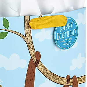 Hallmark 13" Large Kids Birthday Gift Bags Assortment with Tissue Paper - Sloth, Dinosaur, Unicorn (Pack of 3 Gift Bags, 9 Sheets of Tissue Paper)