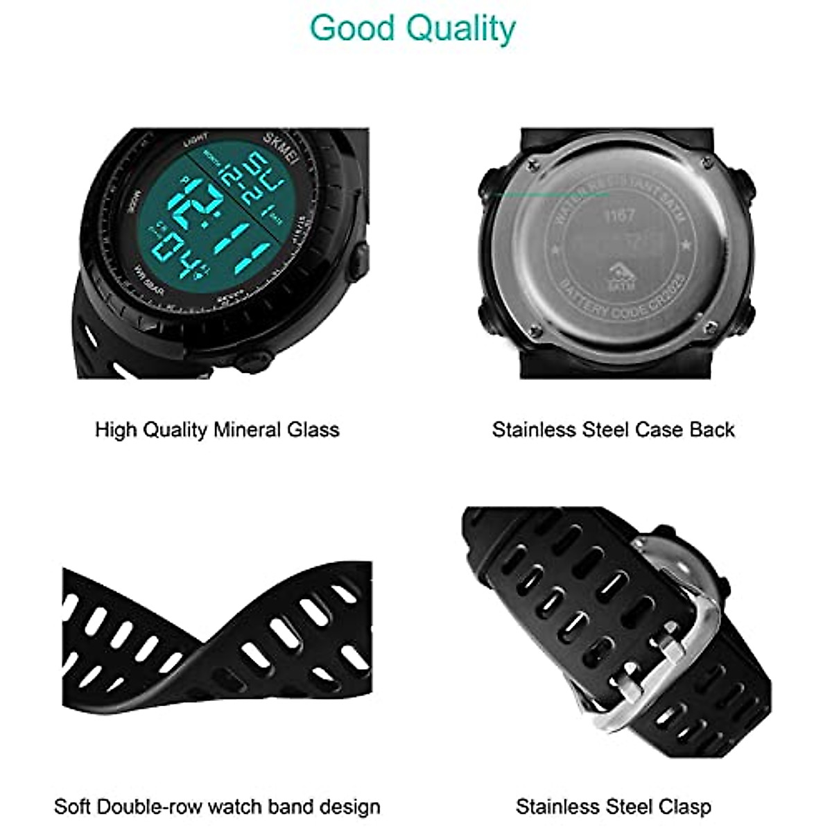 LYMFHCH Men's Digital Watch, Sports Waterproof Military Watches for Men LED Casual Stopwatch Alarm Tactical Army Watch