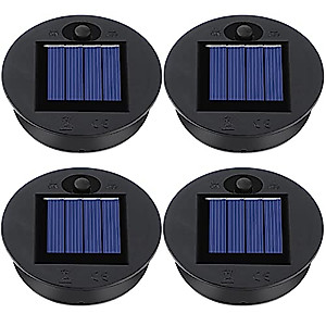 4 Pieces Replacement Solar Light Tops Outdoor Hanging Lantern Light Solar Light Parts Round Solar Lights Waterproof Decorative for Outdoor Hanging Lanterns, Warm Light (2.76 Inch in Diameter)