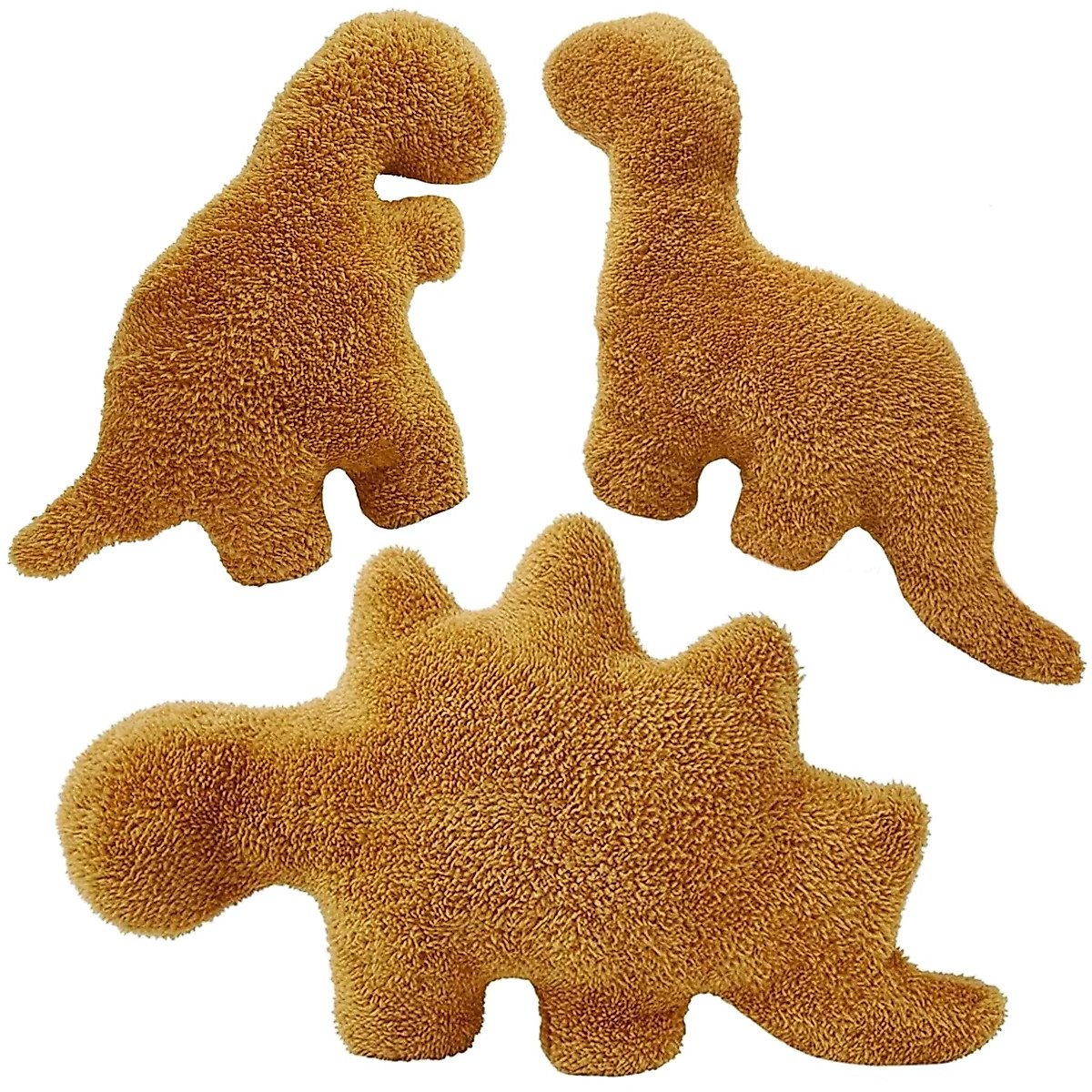 ULTHOOL 3PCS Dino Nugget Set Stegosaurus Brontosaurus Tyran rex Plush Toys, Dino Chicken Nugget Plushies Pillow, Creative Dinosaur Stuffed Animal Doll for Boys and Girls Birthdays Gift