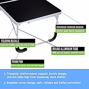 Utdfbwq Portable Folding Table, Outdoor Folding Table, Folding Beach Table, Laptop Table, Suitable for Outdoor Travel, Camping, Beach, Barbecue, Picnic, Party, Patio, Etc. (Black)