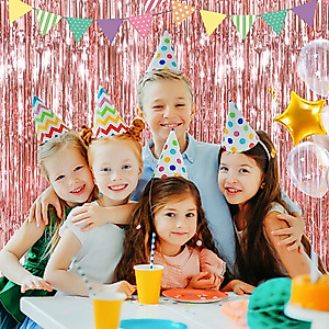 Rose Gold 3 Pack Metallic Tinsel Foil Fringe Curtains, 3.3x8.3 Feet Rose Gold Streamers Backdrop for Party, Door Streamers Party Decorations, Party Streamers for Birthday Christmas Party Decorations