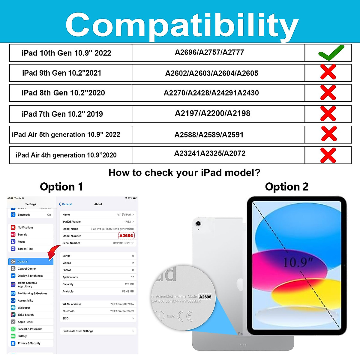 Case for iPad 10th Generation 2022: Military Grade Silicone Protective Cover for iPad 10th Gen 10.9 Inch W/Screen Protector- 360° Rotatable Stand- Shoulder Strap- Handle Pencil Holder Black