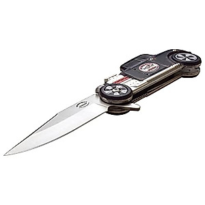 Busted Knuckle Garage - Spring Assisted Pocket Knife - Satin Finish Stainless Steel Blade, Aluminum Handle, Handle is Shaped Like Hot Rod, Liner Lock, Pocket Clip, Mechanic, Wrench Turners - BKG-A005