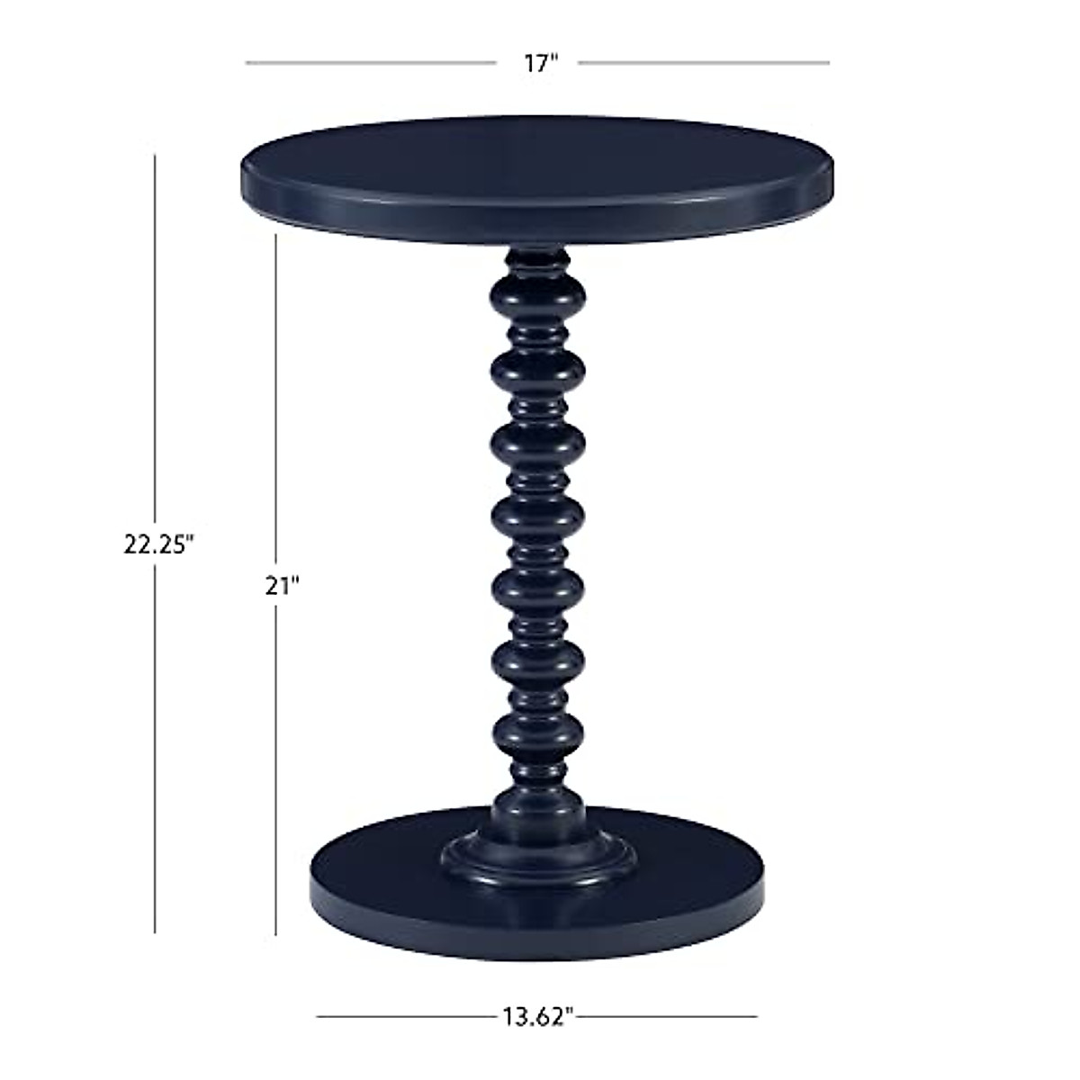 Powell Navy Blue Tarkin Round Turned Spindle Pedestal Side Accent Table