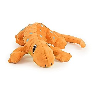 goDog Amphibianz Gecko Squeaky Plush Dog Toy, Chew Guard Technology - Orange, Large