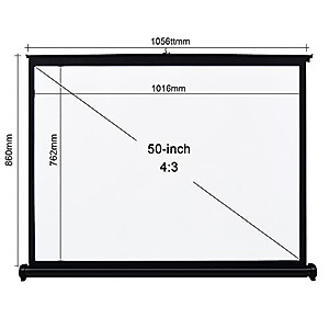 Projector Screen 50 inch Pull Up Folding Projecting Screen Home Theater for DLP Projector Handheld Projector 4:3