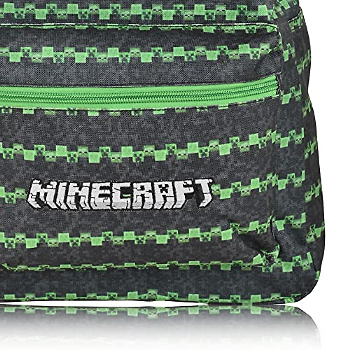 Minecraft 3 Piece Backpack Set - Backpack, Sticker, Pin - Boys Girls Kids Adult Allover Creeper Backpack School Set (Black Green)