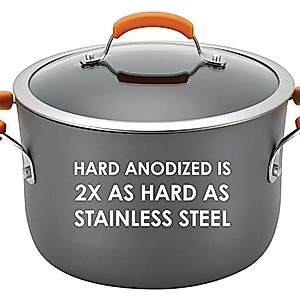 Rachael Ray Brights Hard Anodized Nonstick Frying Pan / Fry Pan / Hard Anodized Skillet - 10 Inch, Gray with Orange Handles