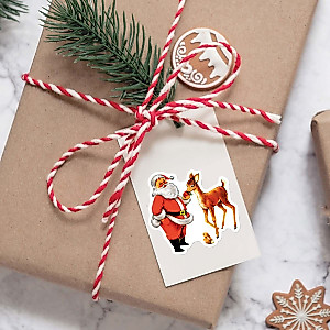 CURRENT Retro Santa Christmas Stickers - 40 Stickers, Two 8-1/2" x 11" Sheets, Holiday Themed, Great for Teachers, Students, Scrapbooking, DIY Arts and Crafts, Gift Wrap