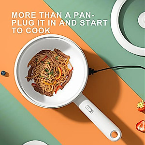 Pan Electric, Non-Stick Hot Pot Electric with Strainer, YOKEKON 2.64 Quart Large Cooking Pan for Omelet, Soup, Fondue, Pasta, Steak, Perfect for Dorm and Camping, Steamer, White