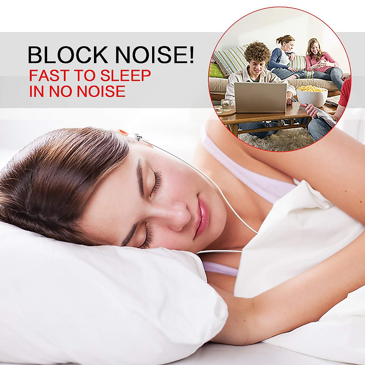 Ururtm Sleeping Headphones Earphones, Soft Comfortable Silicone Noise Isolating Earbuds with Mic Earplugs for Nighttime, Insomnia, Travel, Sport, Meditation & Relaxation (White)