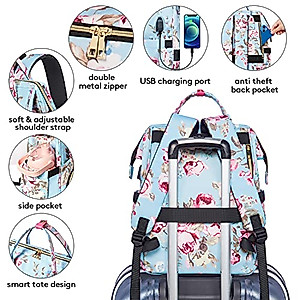 Kaome Lunch Backpack 15.6 Inch Laptop Backpack for Women with USB Port Nurse Gift Teacher Work Backpack Cooler Insulated Lunch Bag Waterproof Daypacks for Work Picnic Travel Anti-theft