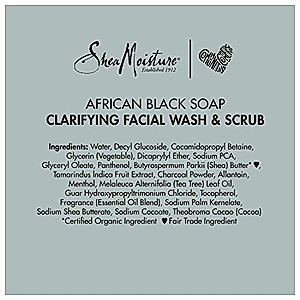 Sheamoisture Facial Wash and Scrub for Blemish Prone Skin African Black Soap to Clarify Skin 4 oz