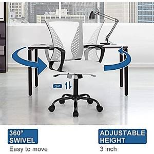 Home Office Chair Mesh Computer Chair Executive Mid Back Ergonomic Adjustable Desk Chair with Lumbar Armrest Support Modern Rolling Swivel Chair for Women&Men Adult