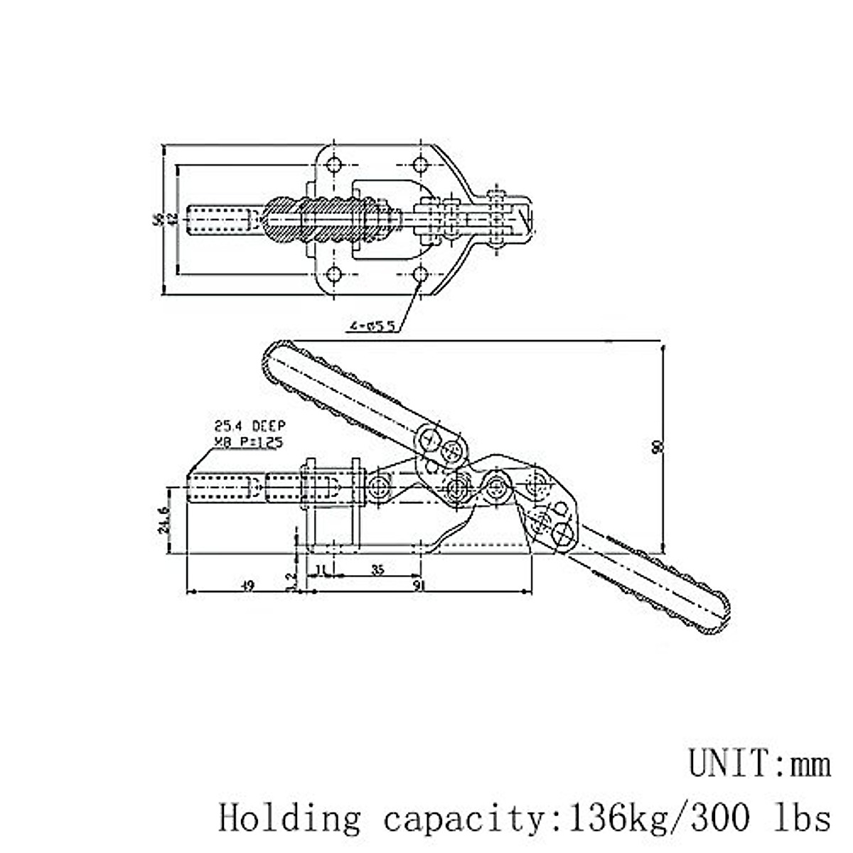 XRPAOWA Hand Tool 302F Toggle Clamp Quick Release Push Pull Type 300Lbs Holding Capacity