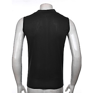 TiaoBug Men's Casual Sleeveless Shirts Mock Turtleneck Pullover Tops Undershirt Vest Tops Black Medium