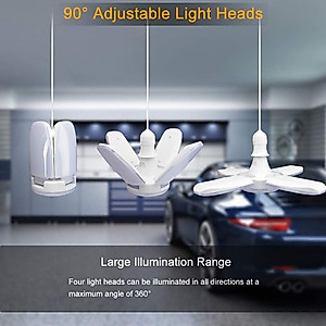 FOROUREYES 60W E27 E26 LED Bulb 120V Foldable Angle Adjustable Cold White 6500K No Flicker Superbright Lamp for Warehouse Garage Shopping Mall Lighting