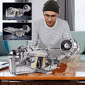 WLOXBKF MOC Starship Toys The Razor Crest Spaceship Model Building Kits,Star Plan UCS Collectible Set for Adults Compatible with Star Wars A New Hope Educational Blocks (5018 Pieces)