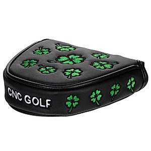Lucky Clover Black MALLET Putter Cover Headcover For Scotty Cameron Taylormade Odyssey 2ball