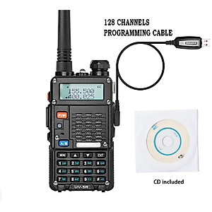 BAOFENG Ham Radio, UV-5R Pro 8W Walkie Talkies, Handheld Dual Band Two Way Ham Radios Long Range with Rechargeable Battery, Earpieces, Mic, Antenna and Programming Cable (2 Pack)