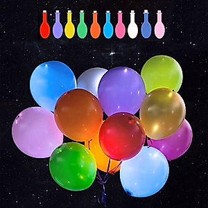 30 Pack LED Balloons 10 Colors Light Up Balloons Flashing Party Night Lights Lasts 12-24 Hours for Glow in the Dark Parties Birthday Wedding Decorations Halloween Christmas Festival Club Bar Concert