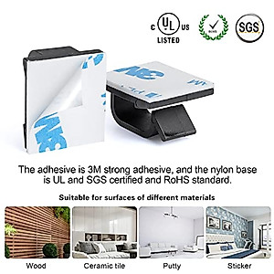 XHF 0.63” Adhesive Cable Wire Clips Black 60pcs, Outdoor Cable Management Wire Organizer Cord Holder for Under Desk, Car, Wall, TV PC Ethernet Cable