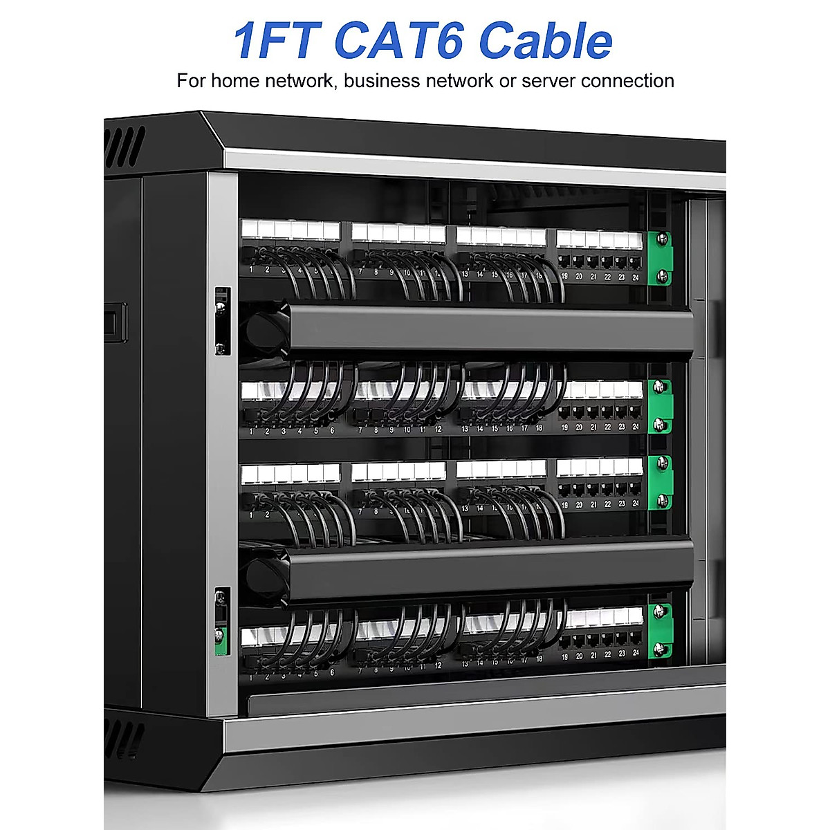 ApoJodly Cat6 Ethernet Cable 1FT 2-Pack, Short Patch Cable 1 Foot Cord (Cat 6 Cable, Internet RJ45 Cable, Network Cable) 10Gbps for Gaming, Patch Panel, Cable Management, Router, Modem