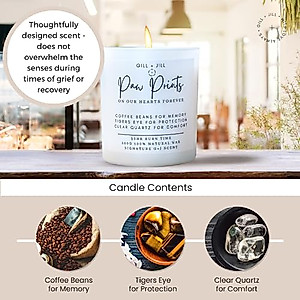 Paw Prints Pet Memorial Candle, Loss of Dog or Cat Remembrance Sympathy Grief Condolence Bereavement Gifts, Paraffin-Free 100% Natural Soy Wax Blend with Clear Quartz, Tiger Eye and Coffee Beans
