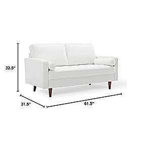 Modway Valour Performance Velvet Loveseat, White Valour Performance Velvet Loveseat