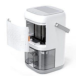 Dehumidifiers for Bedroom - Small Dehumidifier with drain hose 1450ml/49oz - with 2 Modes - 7 Colors LED Light-Auto Shut Off - Ultra Quiet Below 40 dB for 250 sq ft(Hose not included)