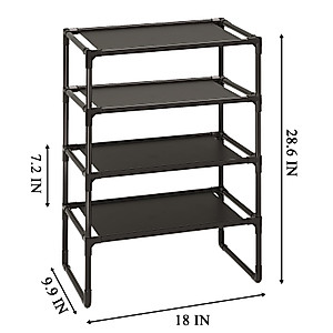 MUAHRCE 5-Tier Small Shoe Rack for Closet and Entryway, Narrow Shoe Shelf Organizer,Stackble Shoe Stand,Non-Woven Fabric Metal Free Standing Shoe Racks (White, 18" W x 9.9" D x 28.6" H)