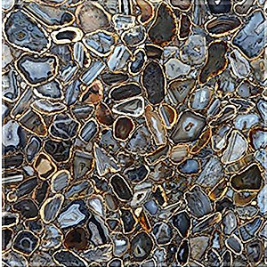 24" Inch Agate Square Table, Natural Agate Table, Square Coffee Table, Grey Agate Table, Square Agate Stone Table