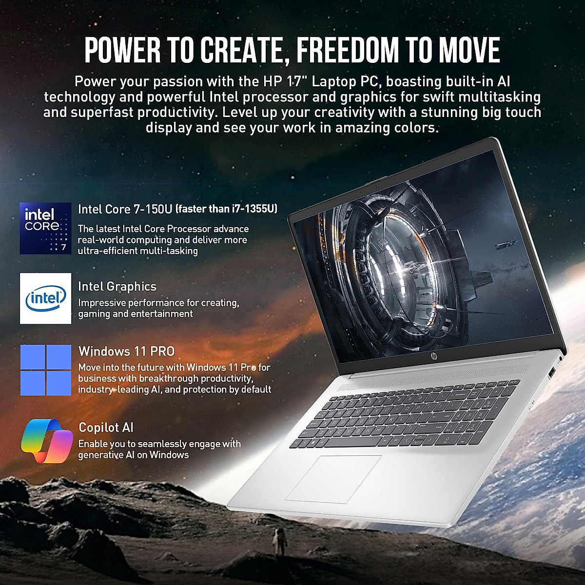 HP 17 Business Laptop Computer, 11th Gen Intel Core i5-1135G7, 17.3" FHD IPS Display, Windows 11 Pro, 32GB RAM, 1TB SSD, Wi-Fi 6, Bluetooth, Webcam, Backlit Keyboard, 32GB Tela USB Card